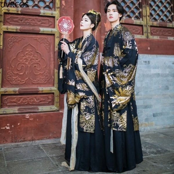 Ancient Chinese Traditional Dress Black Hanfu Sets Paired Clothing for ...